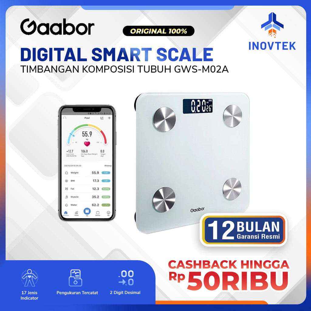 Jual Gaabor Smart Digital Fat Scale Layar LED GWS-M02A - Timbangan ...