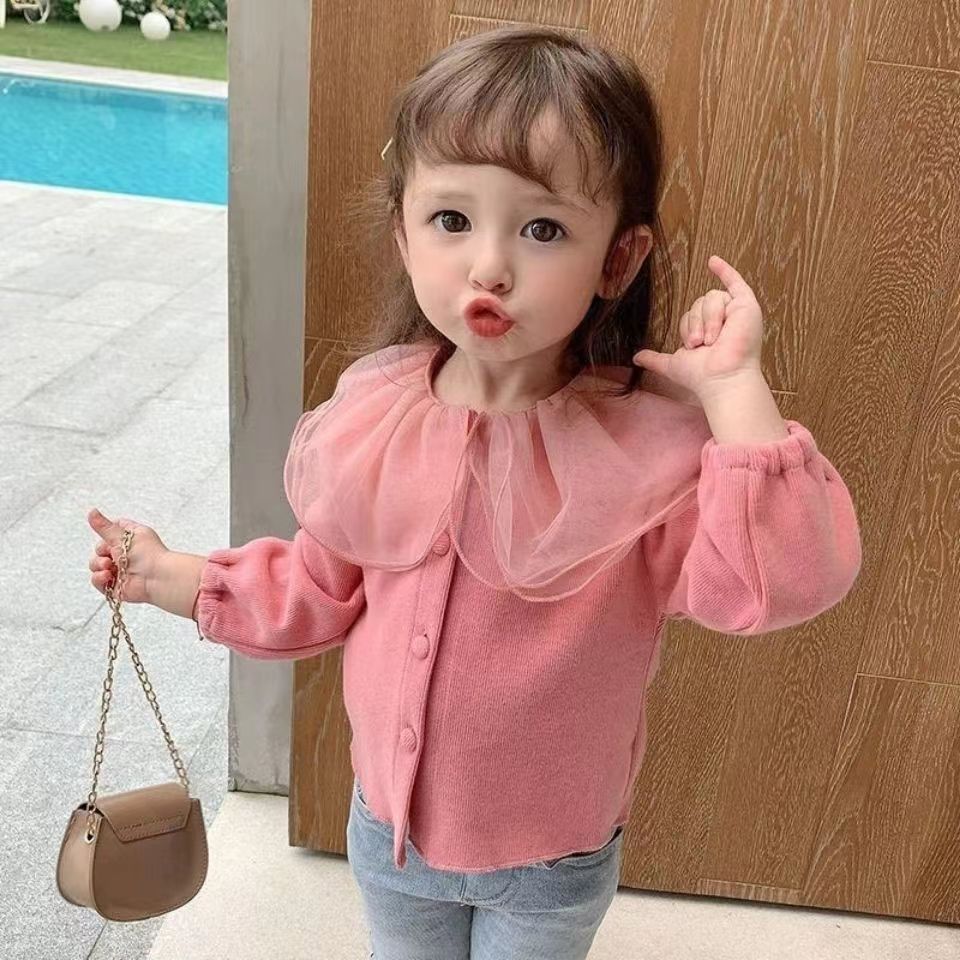 Jual Haasya kids Pakaian Luar Bayi Perempuan, Kardigan Jala Merah Kerah ...