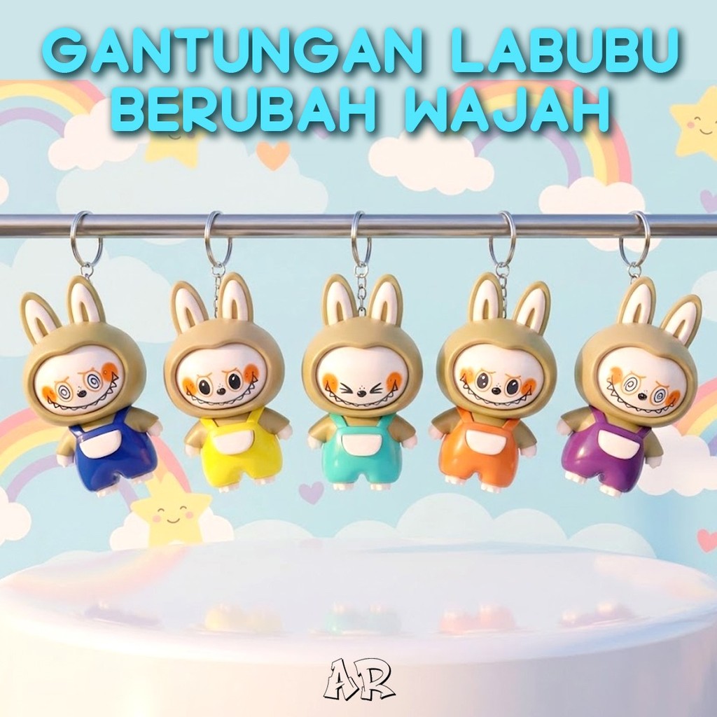 Jual Gantungan Boneka Labubu Berubah Wajah Labubu Face Swap Free Ring ...