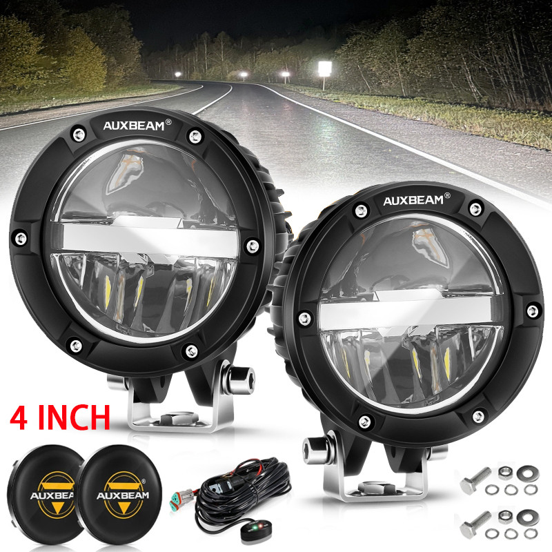Jual Auxbeam 4 Inch Round LED Work Light with HighLow Beam and Harness ...