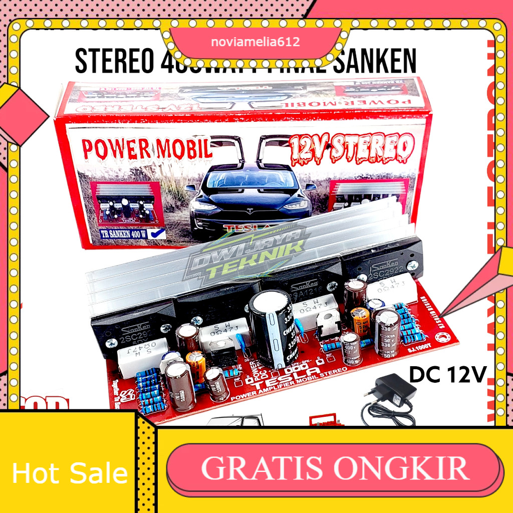 Jual Kit Power Amplifier Mobil DC 12VOLT Stereo 400watt Final Sanken ...