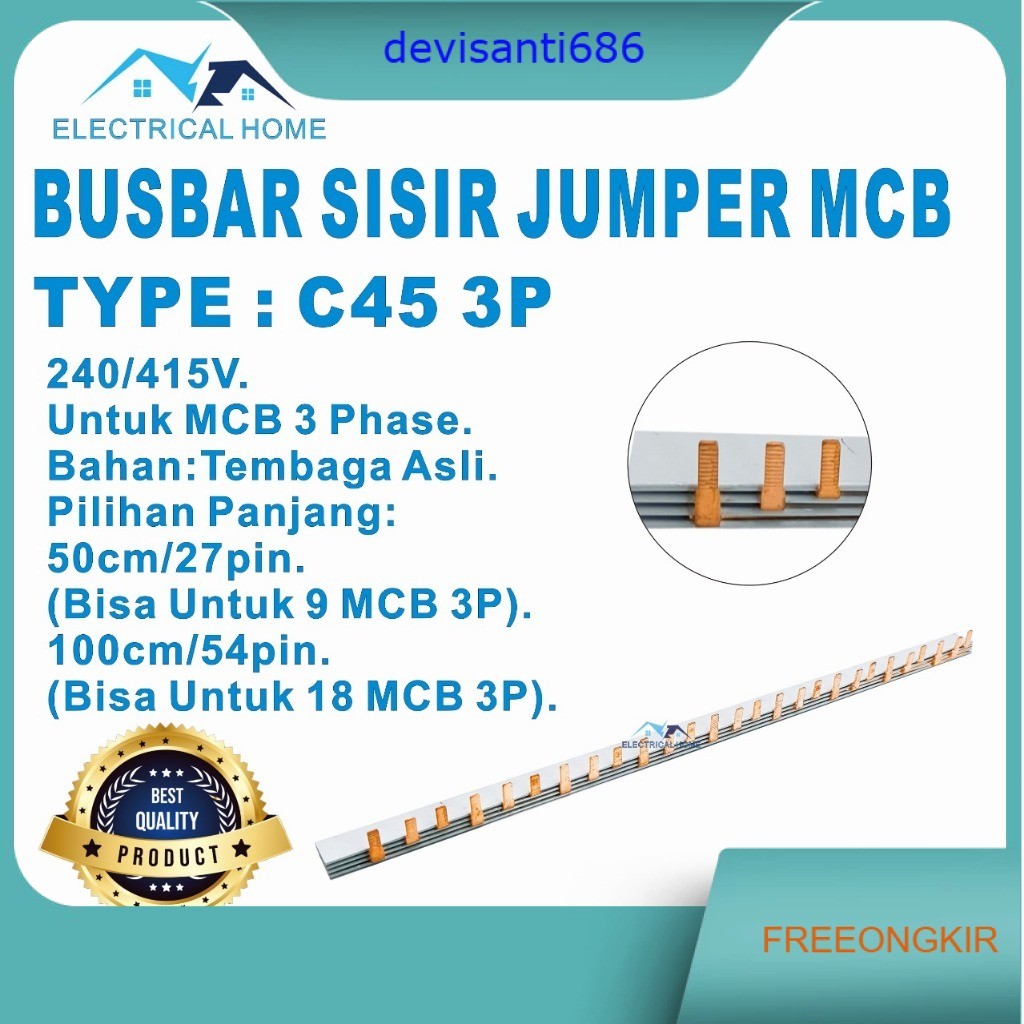 Jual BUSBAR SISIR MCB 3 PHASE JUMPER MCB 3 PHASE | Shopee Indonesia