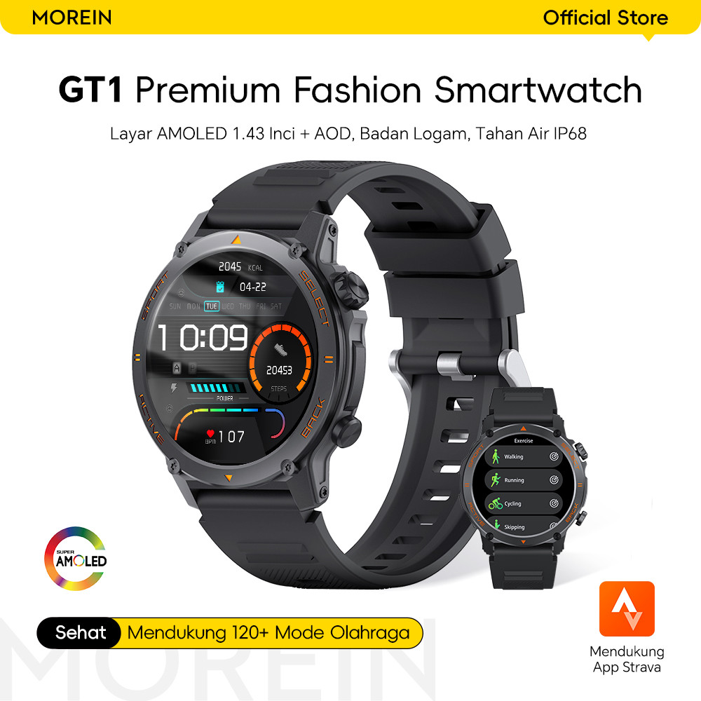 Jual Morein GT1 Jam Tangan Smartwatch Amoled 1.43” AOD Casing Logam 120 ...