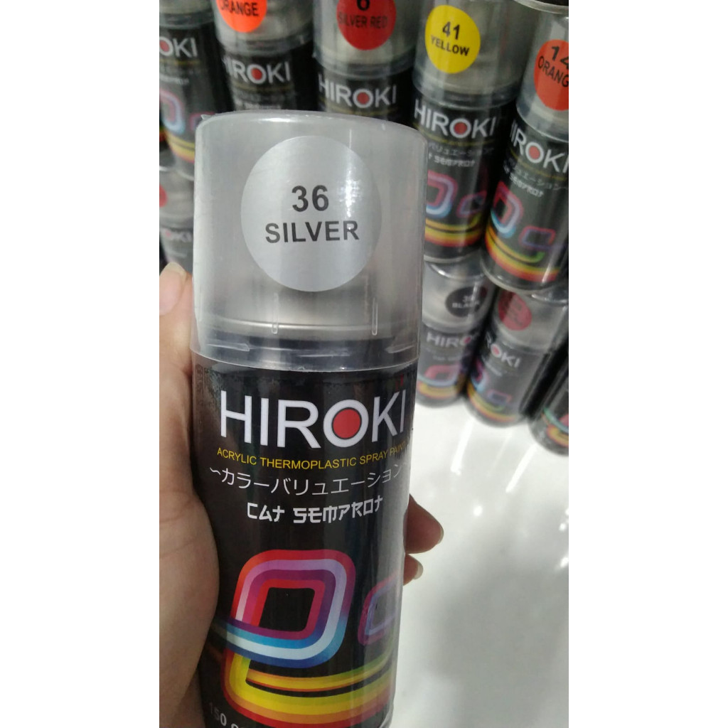 Jual cat spray pilok pilox cat semprot hiroki silver 36 150cc cat besi ...