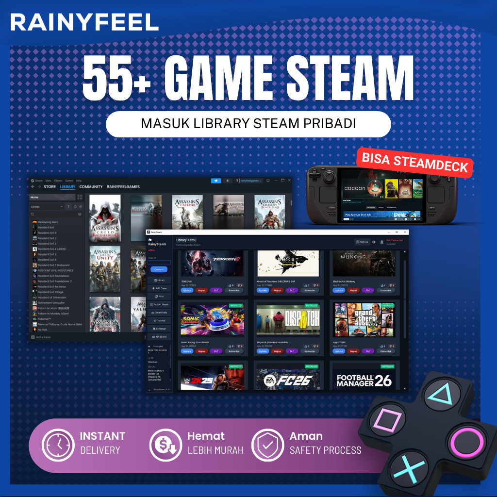 Jual [BONUS GAME RANDOM] BISA STEAMDECK!! 55+ GAMES MAIN DI AKUN ...