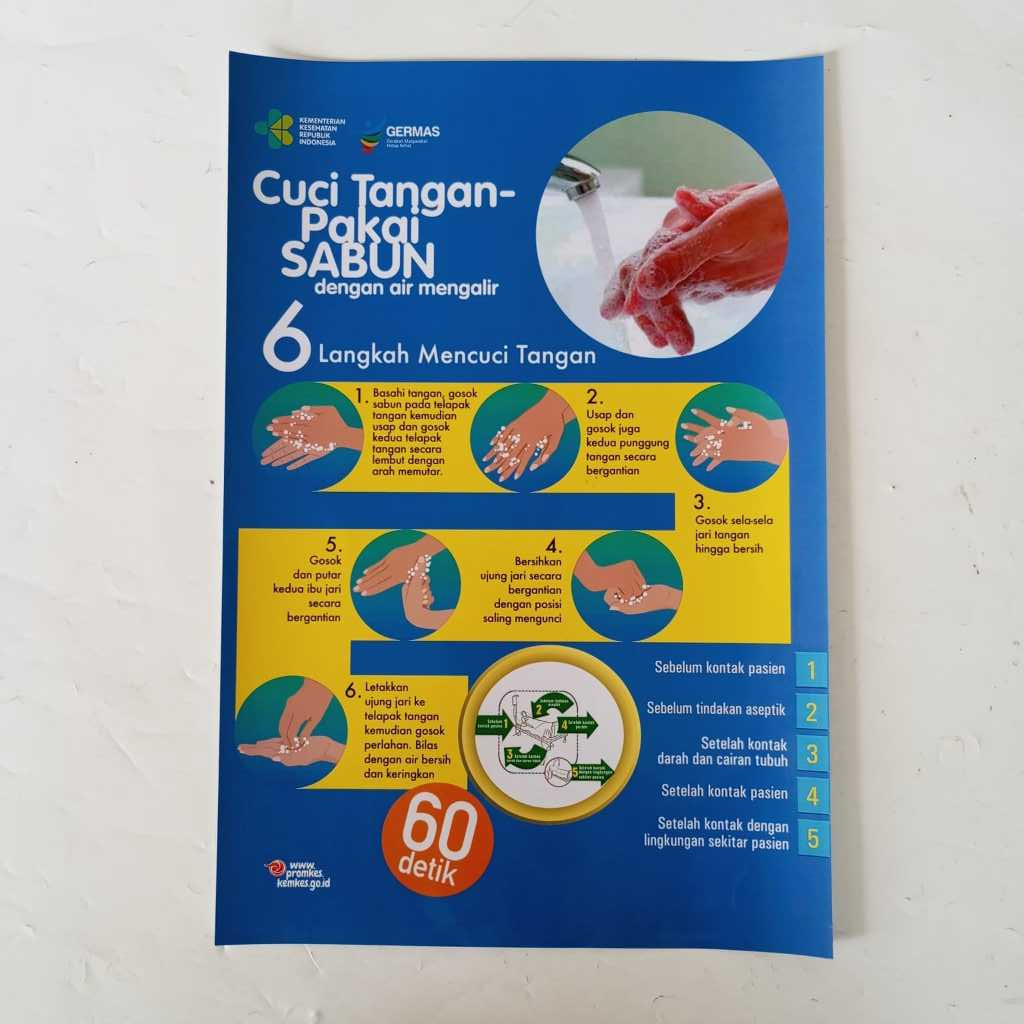 Jual Poster Cara Cuci Tangan Pakai Sabun Versi Nakes - Biru Muda untuk ...