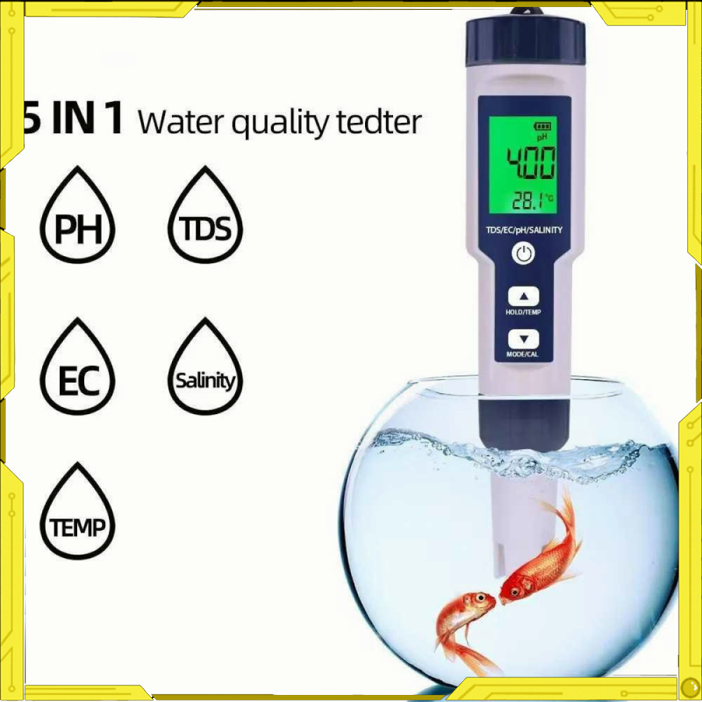 Jual Alat Ukur Kualitas Air Digital 5in1 PH TDS EC Meter Pen PK670 ...