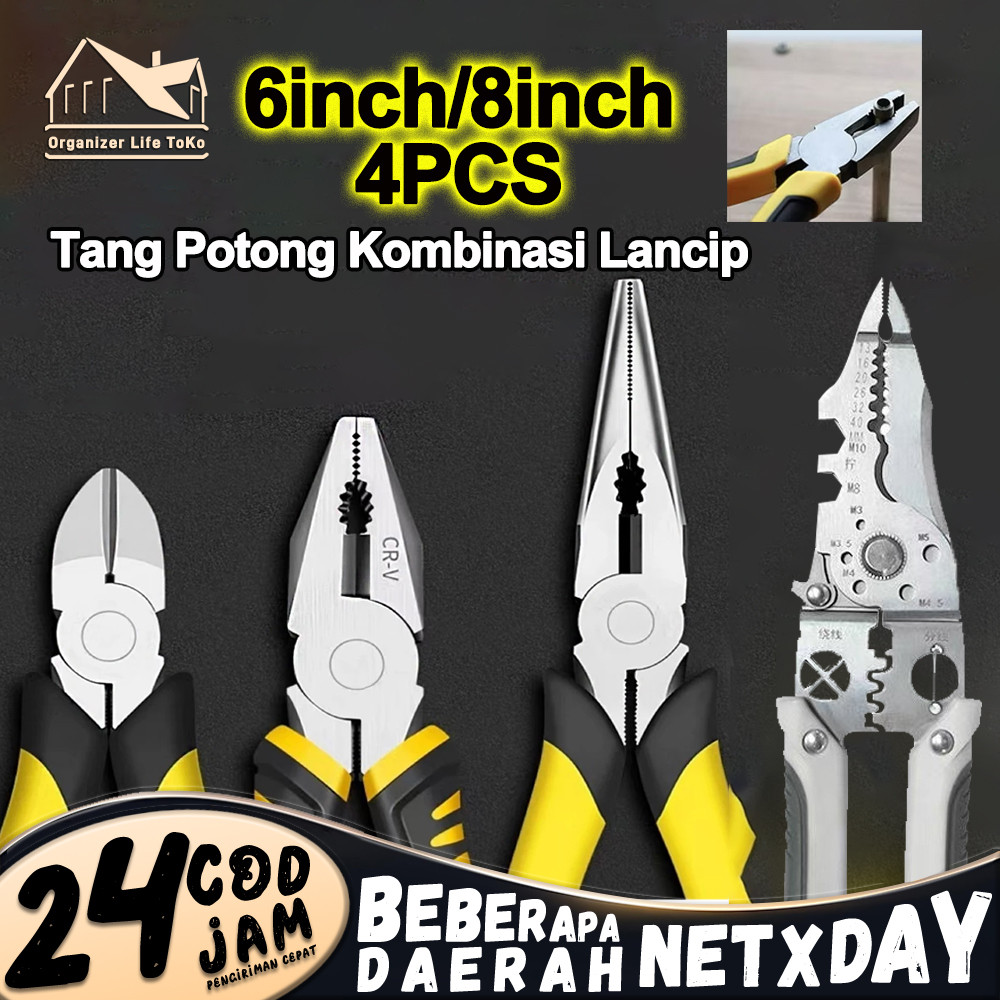 Jual 4 Pcs Set Tang Hidung Tang Tugas Berat 8 Inchi Set Panjang Alat ...