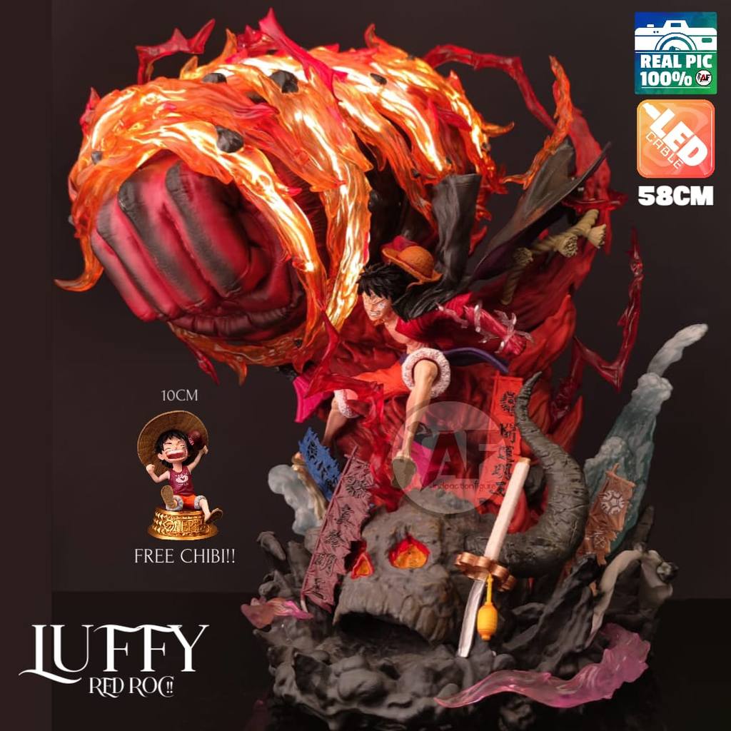 Jual Statue Action Figure One Piece Luffy Red Roc BIG 58cm Monkey D ...