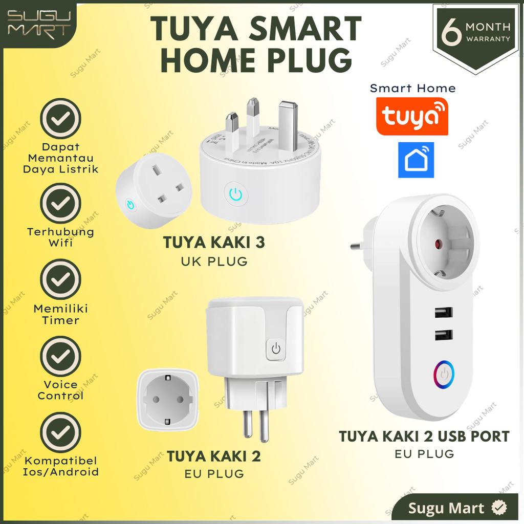 Jual Tuya Wifi Smart Home Plug Kaki 3 / Kaki 2 / Kaki 2 + USB | Colokan ...