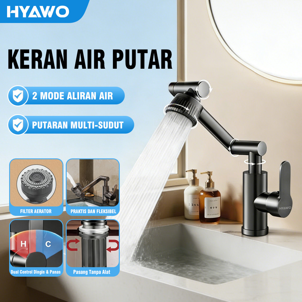 Jual HYAWO Keran Putar 360°Derajat Keran Air Panas & Dingin Keran 2 ...