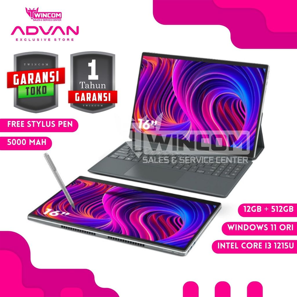 Jual ADVAN Laptop 2 in 1 EVO-X 16” / 13" Touchscreen Detachable 2.5K ...