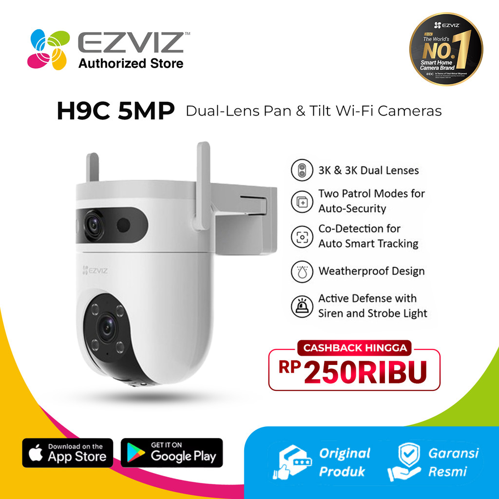 Jual EZVIZ H9C DUAL 3K 5MP+5MP Dual-Lens Pan & Tilt Wifi Smart IP ...
