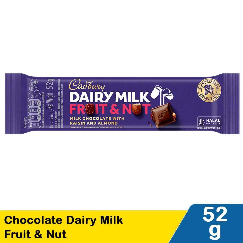 Jual CADBURY CHOCOLATE DAIRY MILK FRUIT & NUT 52g | Shopee Indonesia