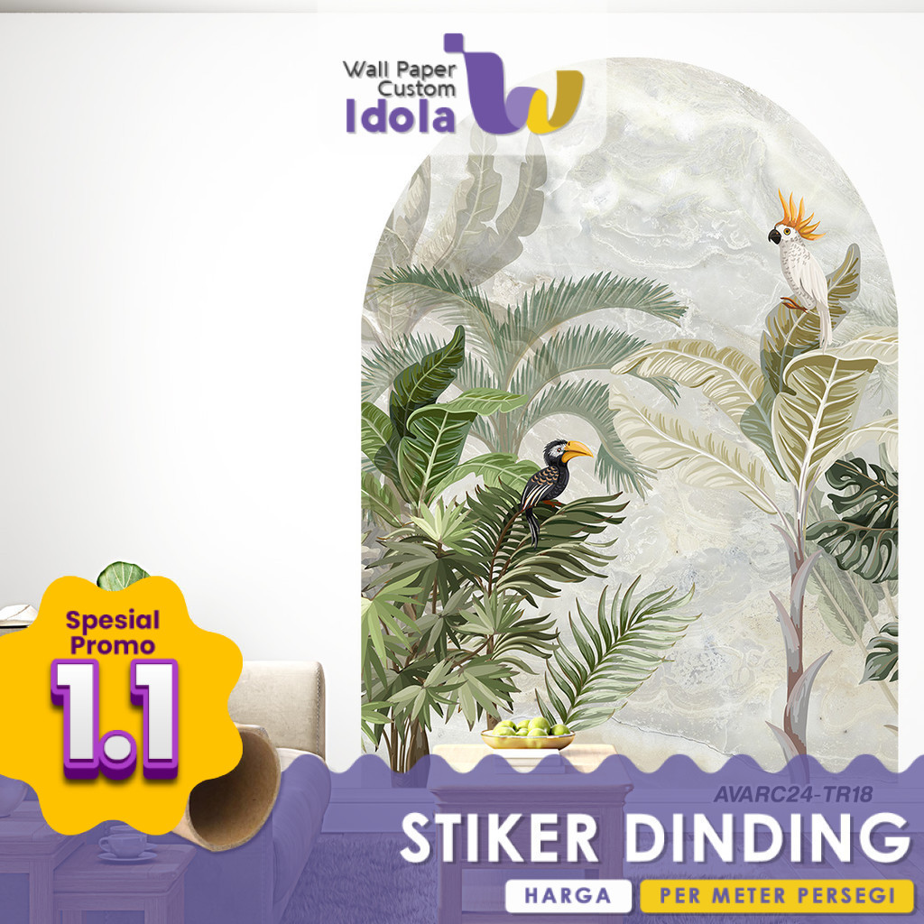 Jual Stiker Dinding Tropical Arch Design | Gambar Hutan & Burung ...