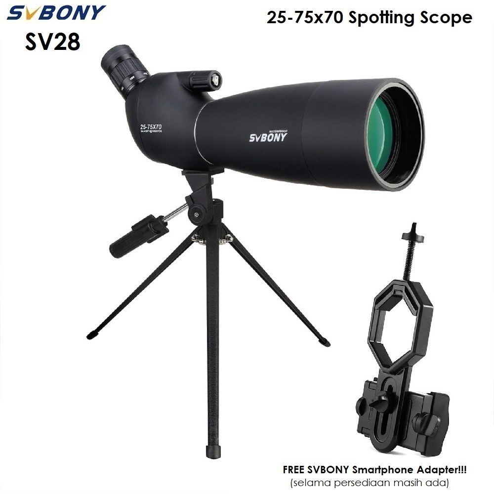 Jual SVBONY SV28 - 25-75x70 Spotting Scope - Teleskop dengan Tripod ...