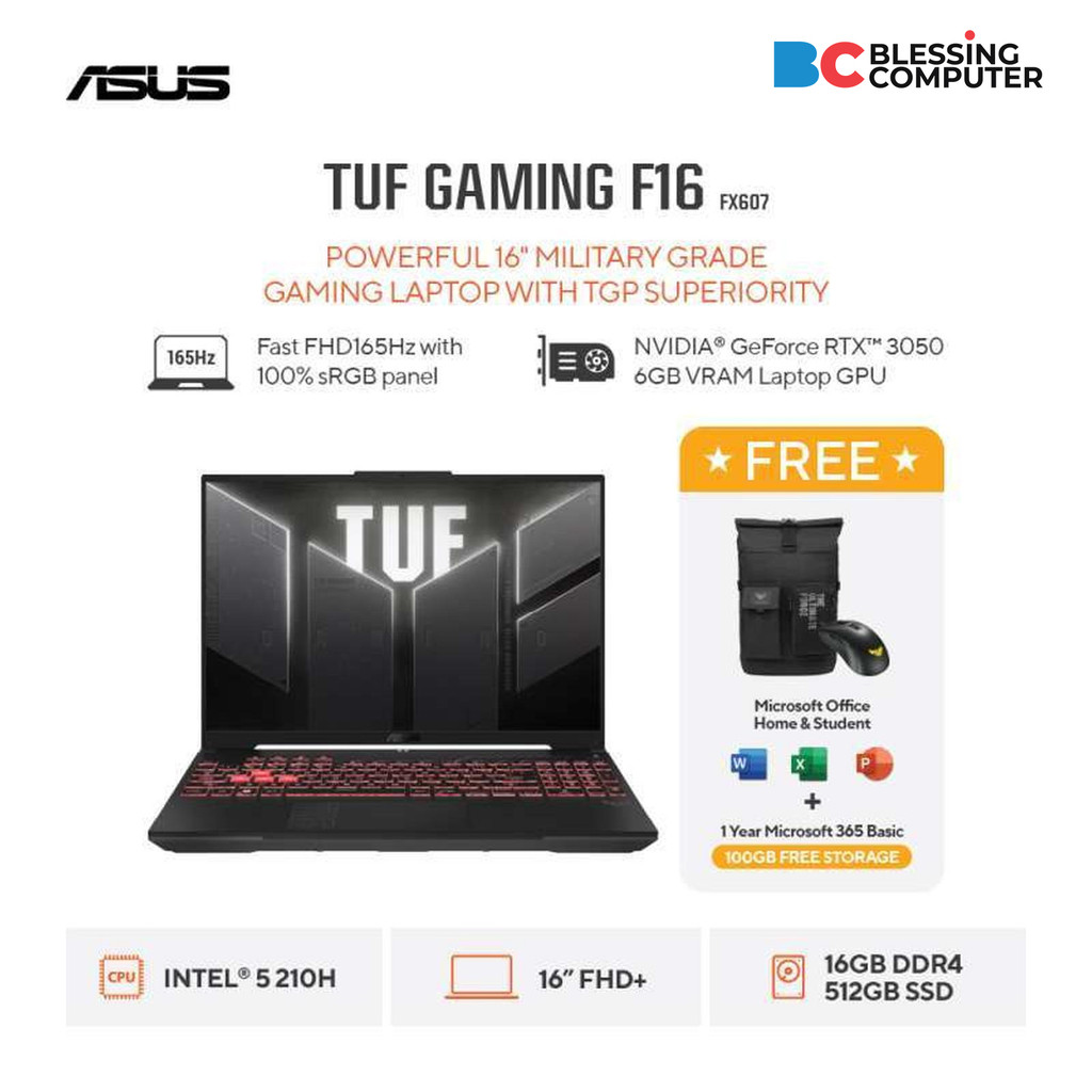 Jual ASUS TUF Gaming F16 FX607VJB I535J6M HM Core 5 210H 16GB 512G 3050 ...