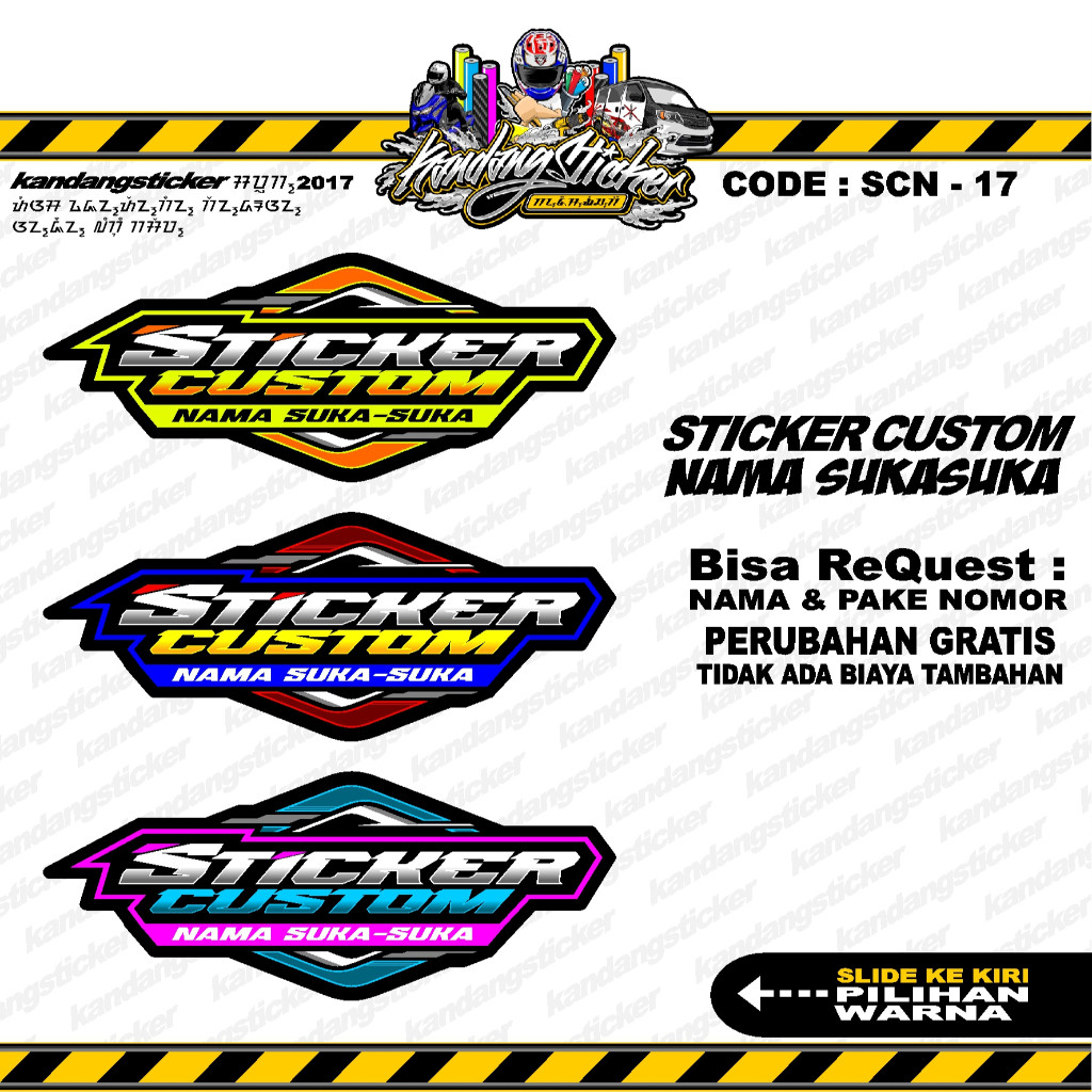 Jual Stiker Racing Custom Satuan Nama Suka Suka Sticker Custom Stiker ...