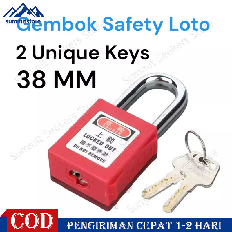 Jual 38mm LOTO Padlock Gembok Safety Equipment Leher Panjang Tahan ...