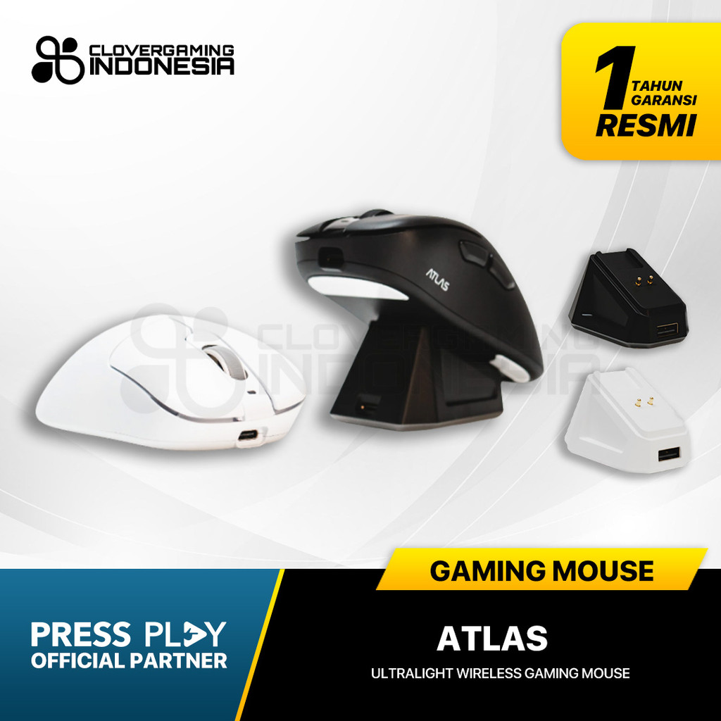 Jual Press Play Atlas Wireless Gaming Mouse Ergonomic Triple Connection ...