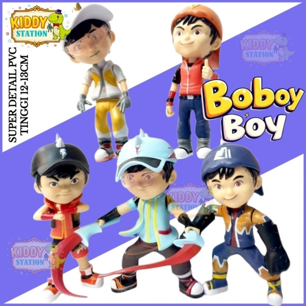 Jual action figures boboiboy set isi 5 pcs mainan topper miniatur boboi ...