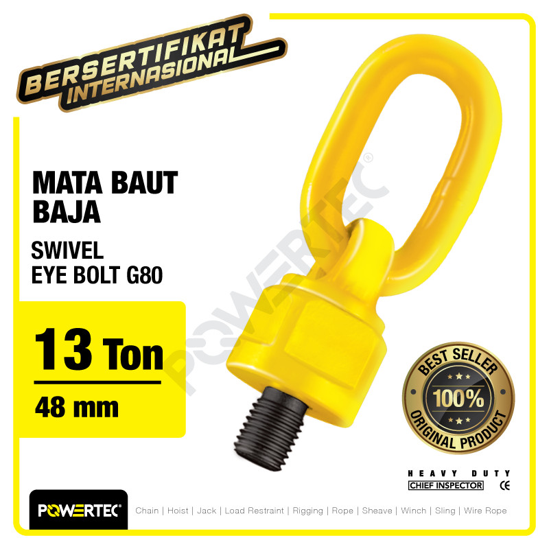 Jual POWERTEC Swivel Eye Bolt / Mata Baut M48 - 13 Ton | Shopee Indonesia