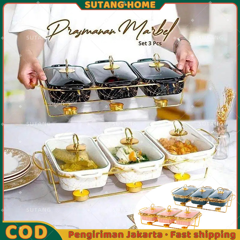 Jual SUTANG Prasmanan Isi 3 Set Rak / Prasmanan Keramik Set Isi 3 Gold ...