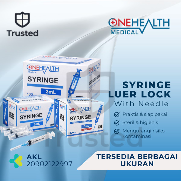Jual OneHealth Spuit 3 cc + Jarum Per Box isi 100 Pcs Syringe 3cc ...