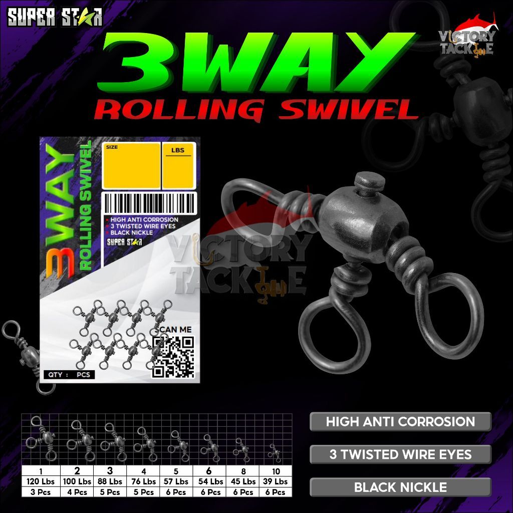 Jual SUPER STAR 3-WAY ROLLING SWIVEL – BLACK NICKLE KILI-KILI PANCING ...