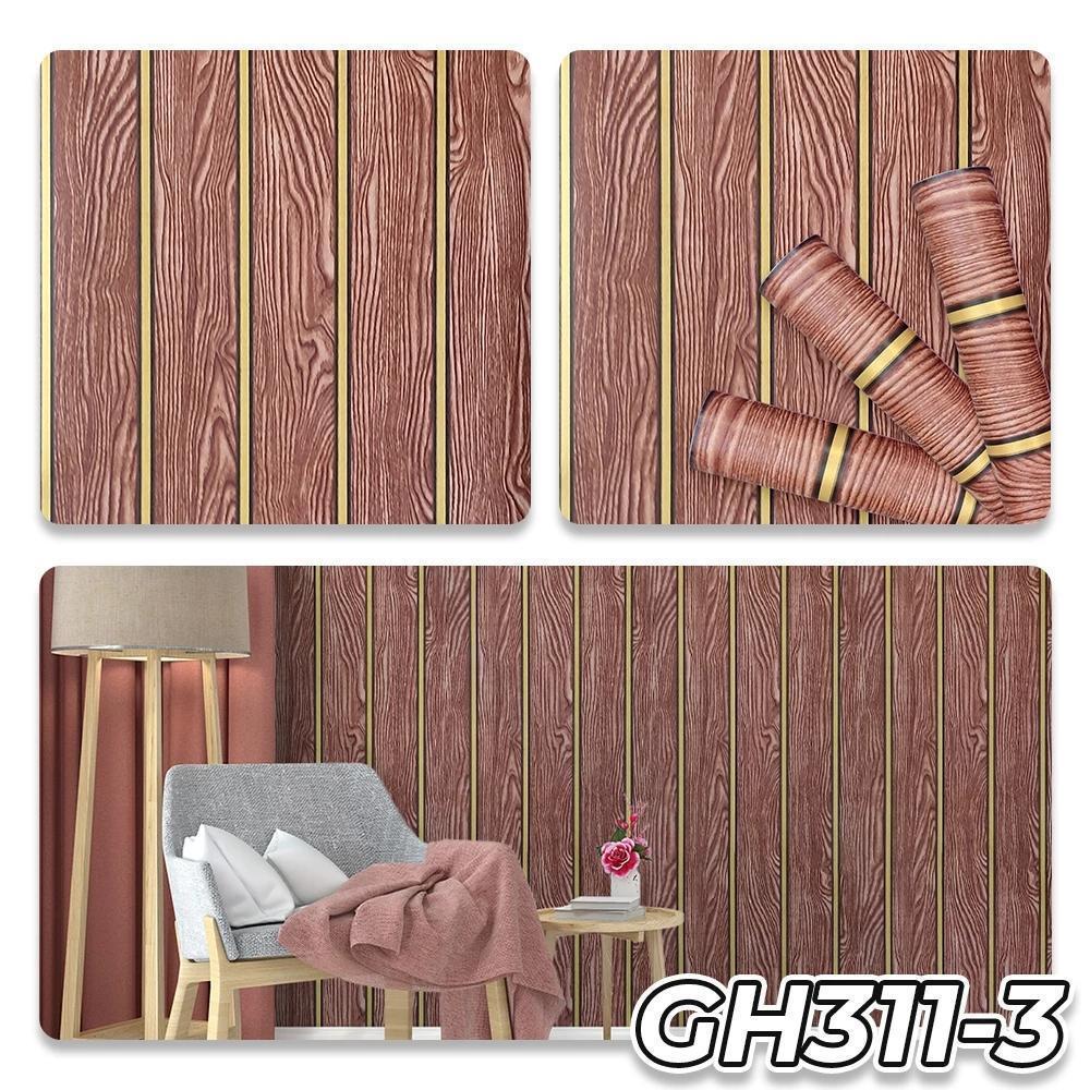 Jual Wallpaper Dinding Motif Kayu Panel Garis 45cm x 8m Anti Air ...