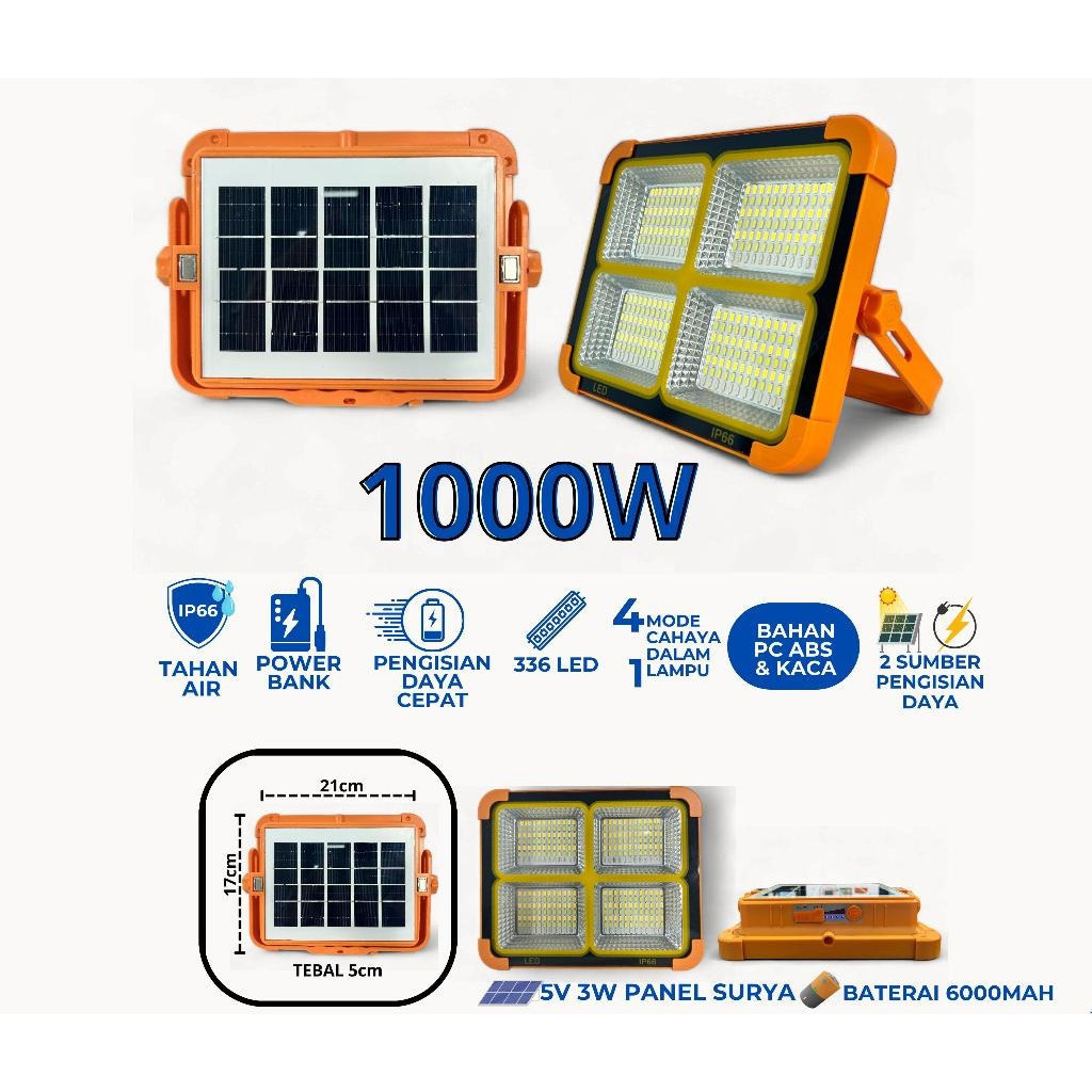 Jual Lampu Tenaga Surya Solar Cell Panel Lampu Sorot 500W 1000W Lampu ...