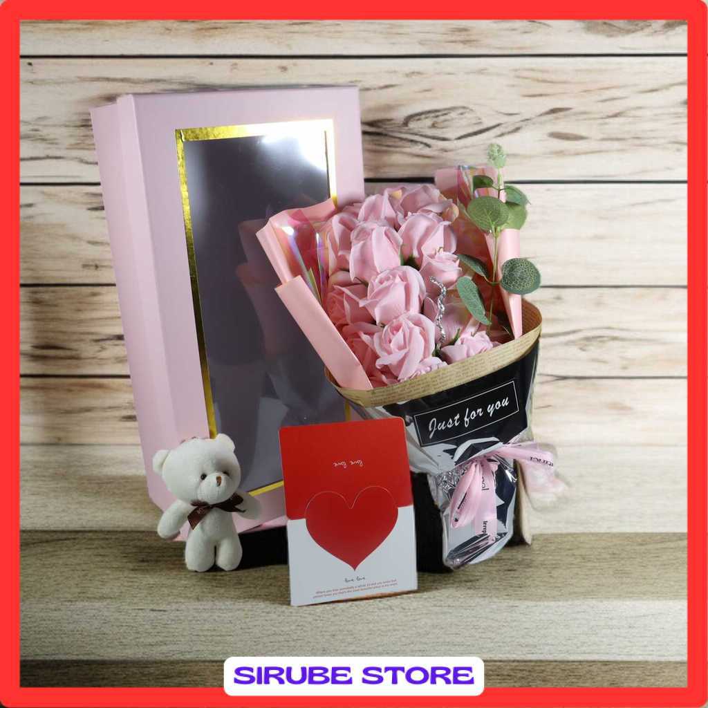 Jual Buket Bunga Sabun Mawar Boneka LED String Soap Rose Valentine Gift ...