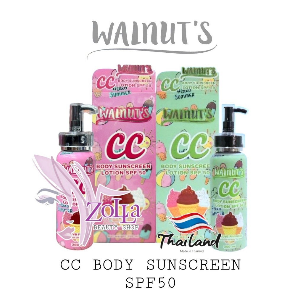 Jual WALNUTS CC BODY SUNSCREEN LOTION SPF50 200ml - TONE UP SUN BLOCK ...