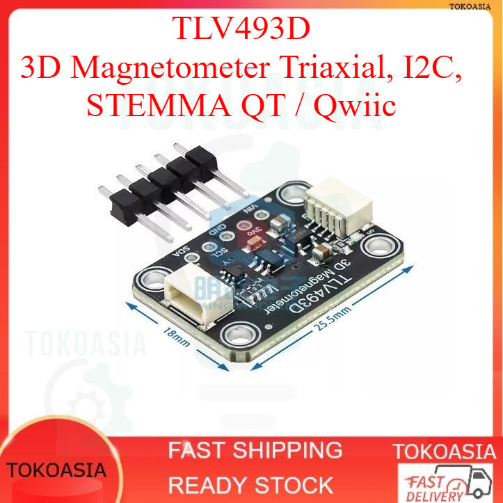 Jual Sensor Magnet TLV493D - 3D Magnetometer Triaxial, I2C, STEMMA QT ...