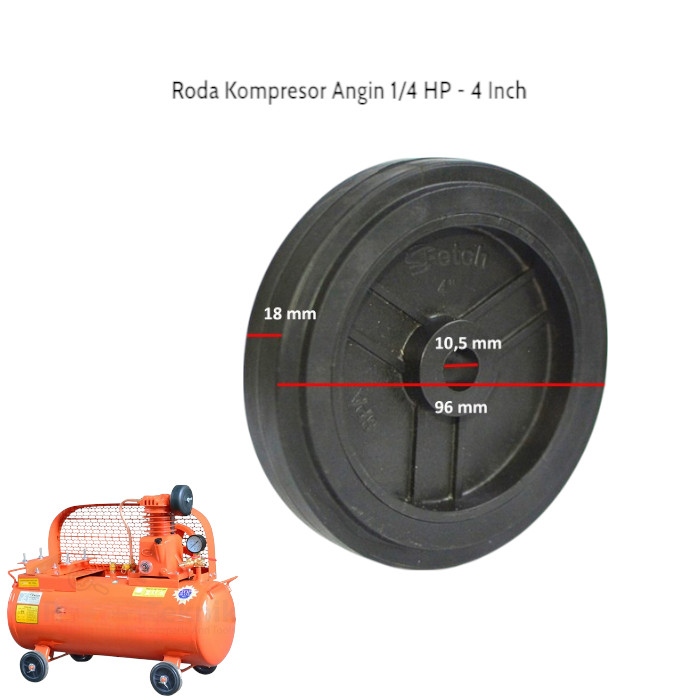Jual Roda Kompresor Tank Wheel Rubber Diameter 4 Inch | Shopee Indonesia