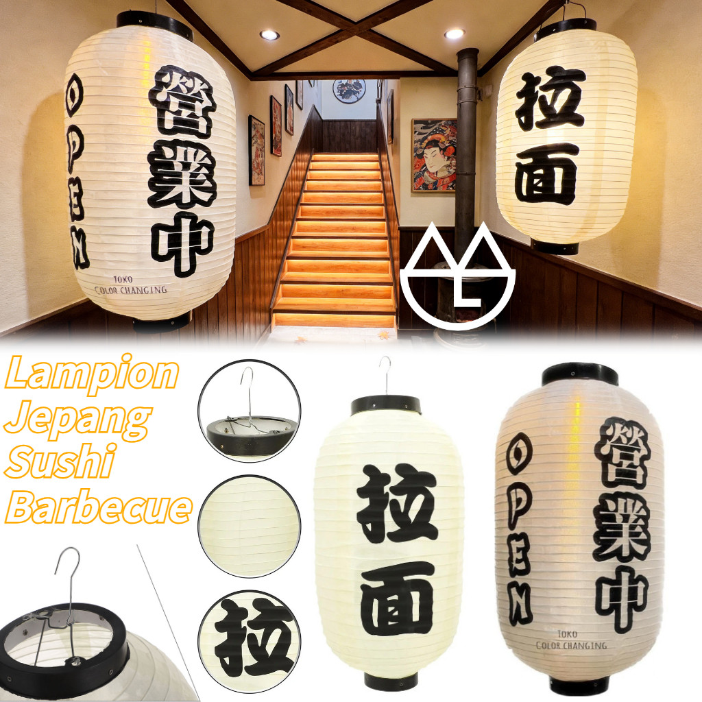 Jual Lampion Jepang Dekorasi “Ramen” /"Open" Kapsul Putih Tahan Air ...