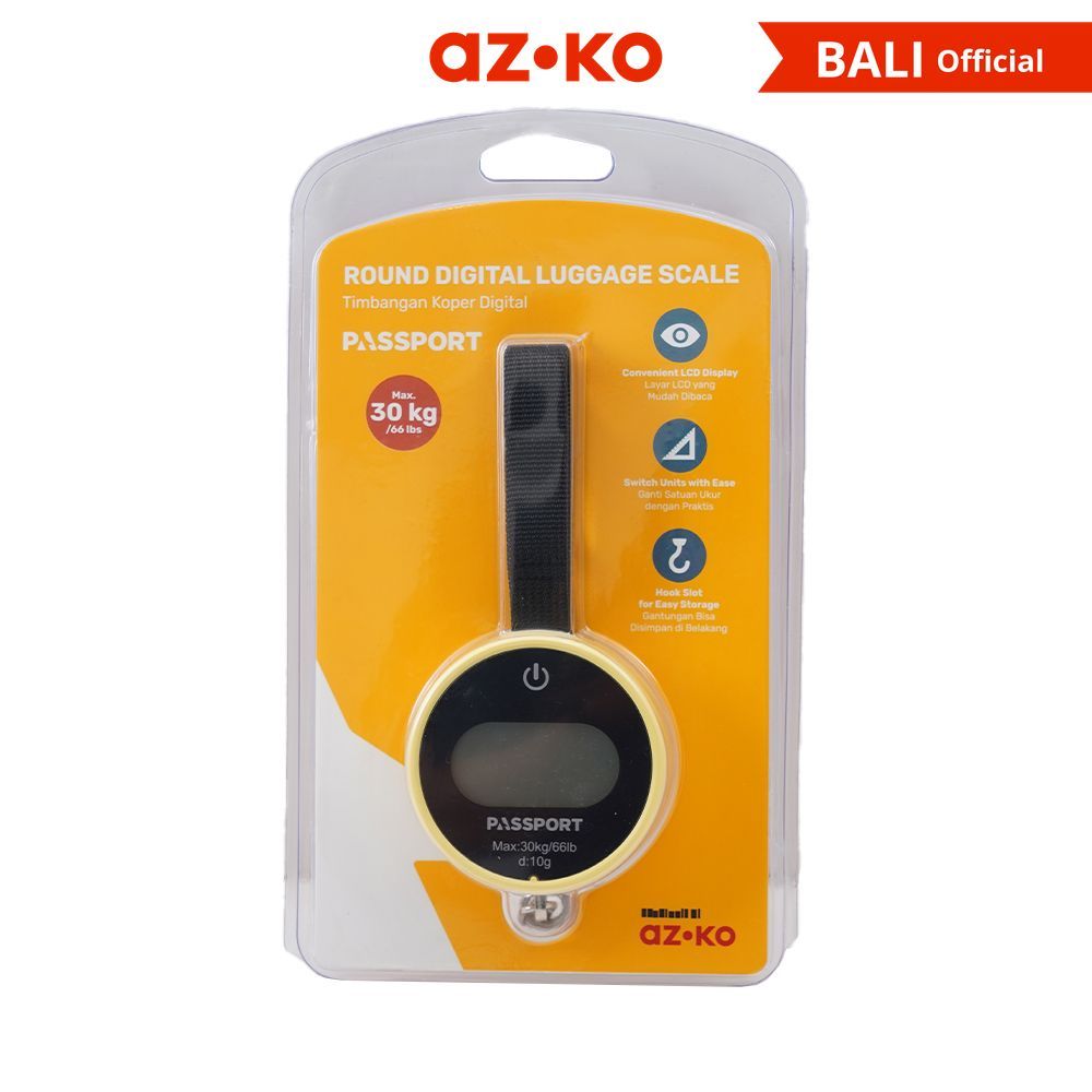 Jual AZKO Passport 30 Kg Timbangan Koper Digital Round - Kuning ...