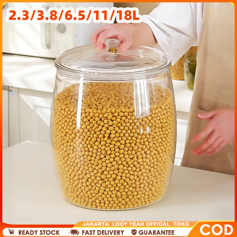 Jual 18L Wadah Plastik Kedap Udara Kapasitas Besar Toples Transparan ...