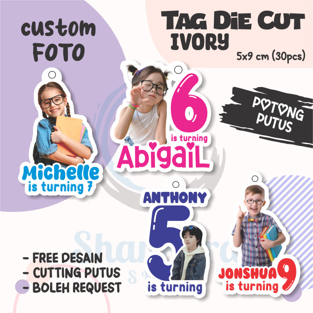 Jual (30pcs) Tag THEME FOTO CUSTOM ( TAG ONLY ) TIDAK TERMASUK TALI ...