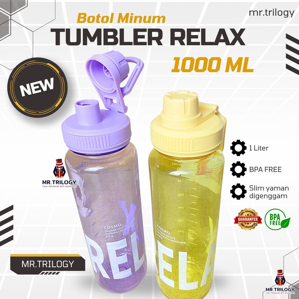 Jual Botol Minum Jumbo RELAX Botol Minum Transparan 1 Liter Botol Minum ...