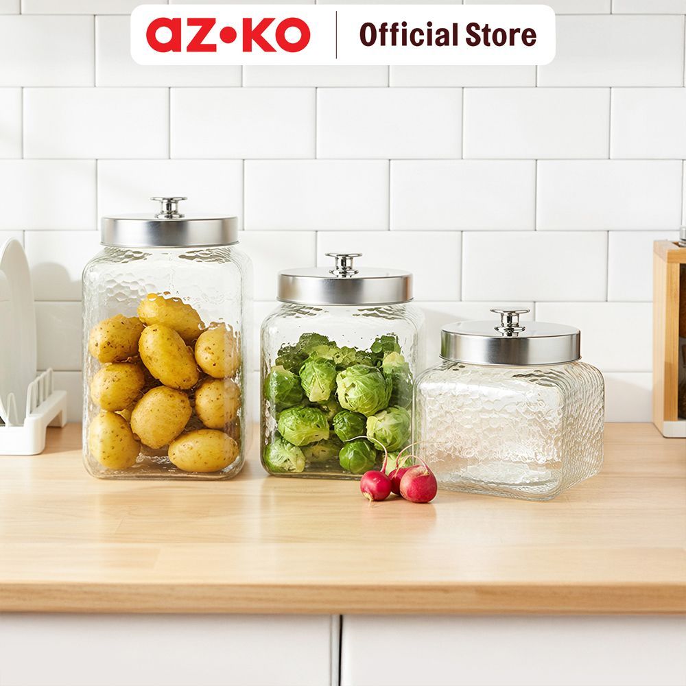 Jual AZKO Culinart Stoples Kaca Set 3 Pcs Transparan Toples Jar Food ...
