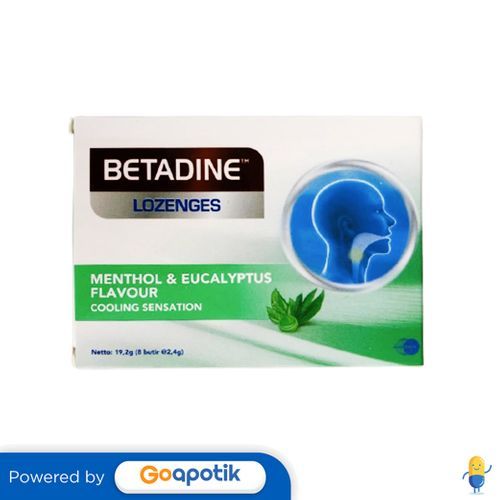 Jual Betadine Lozenges Menthol & Eucalyptus Flavour 2.4 Gram Box 8 ...
