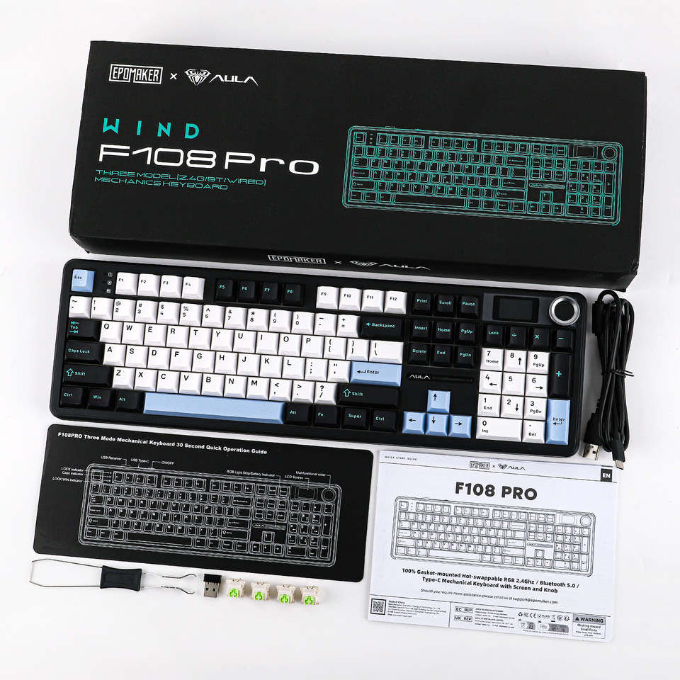 Jual EPOMAKER X AULA F108 PRO Full Size 100% ANSI Layout Hot Swap Wired ...