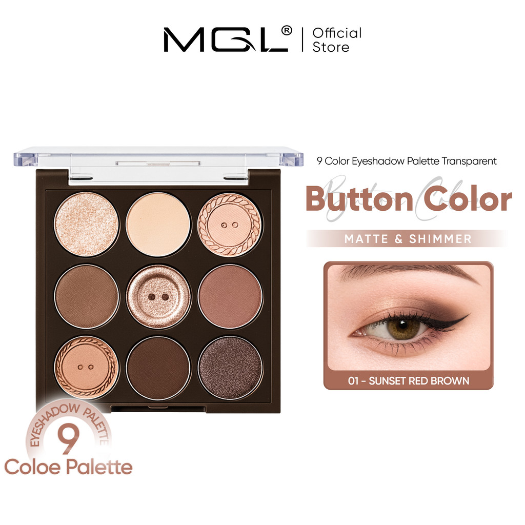 Jual [BPOM] MGL Button Glam Neutral Eyeshadow Kancing 9 Colors Palette ...