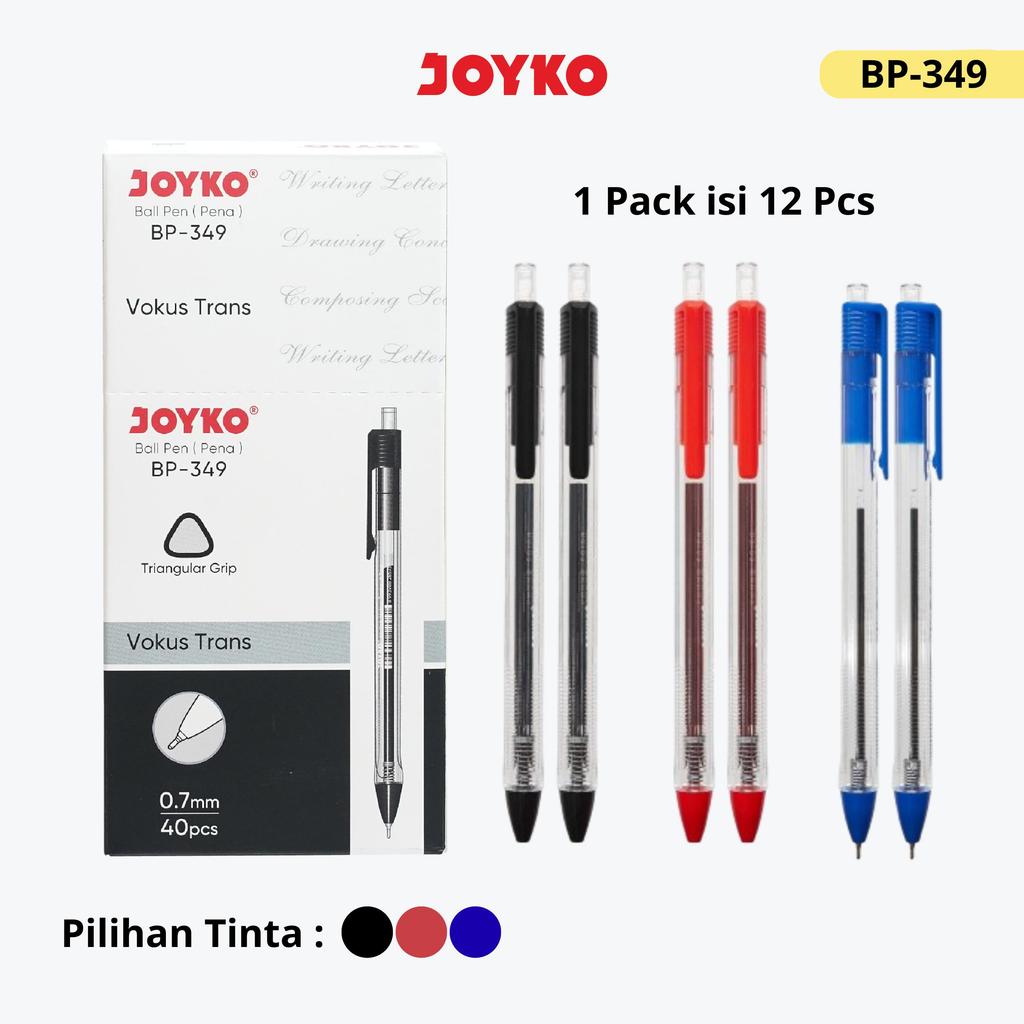 Jual JOYKO Ball Pen Pulpen 1 Pack BP-349 Vokus Trans 0.7mm Isi 12 Pcs ...