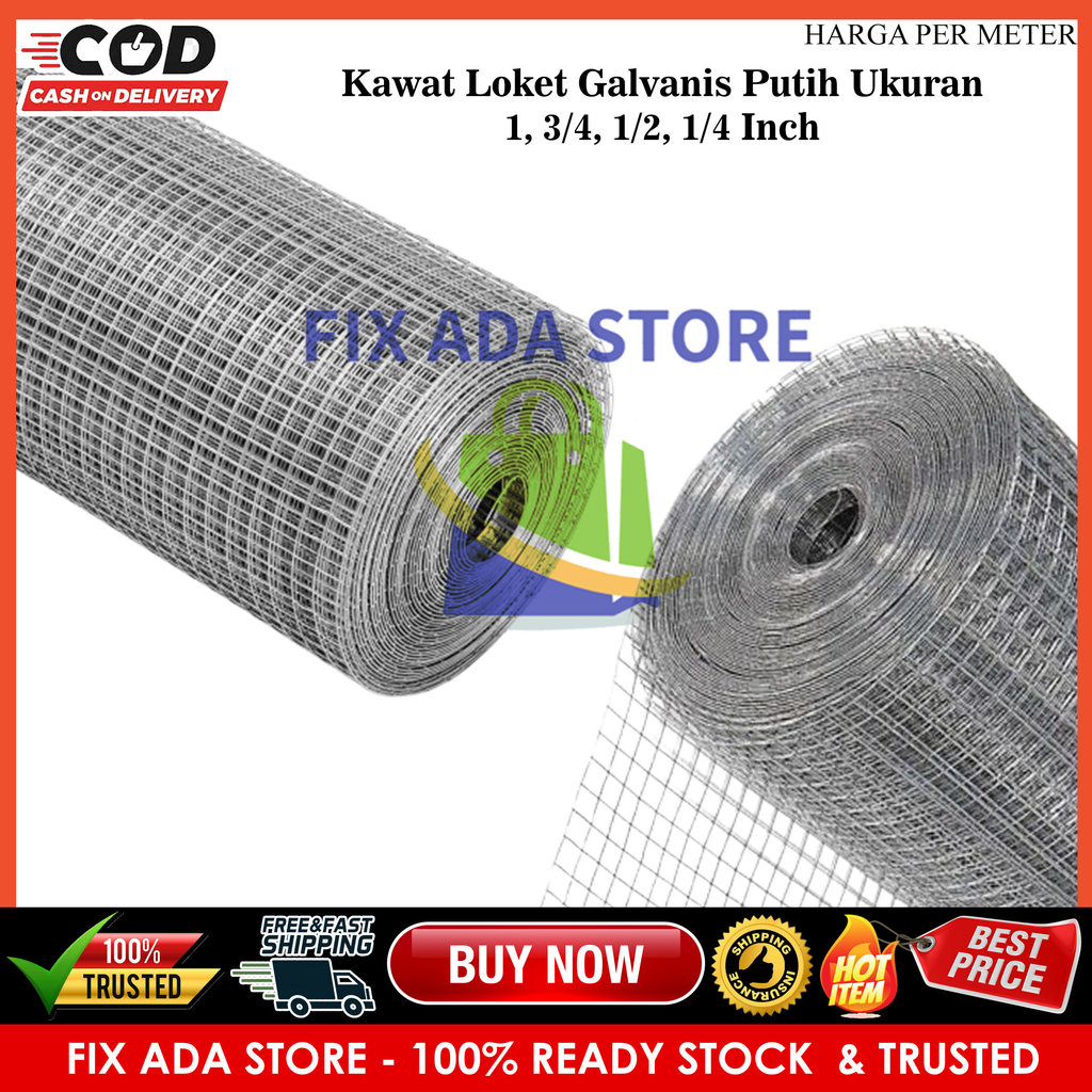 Jual Kawat Besi Pagar Kawat Loket Galvanis Putih Per Roll 10 Meter Anti ...