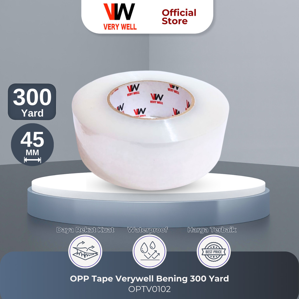 Jual Lakban Bening VERYWELL Tape 45 mm x 300 Yard | Shopee Indonesia