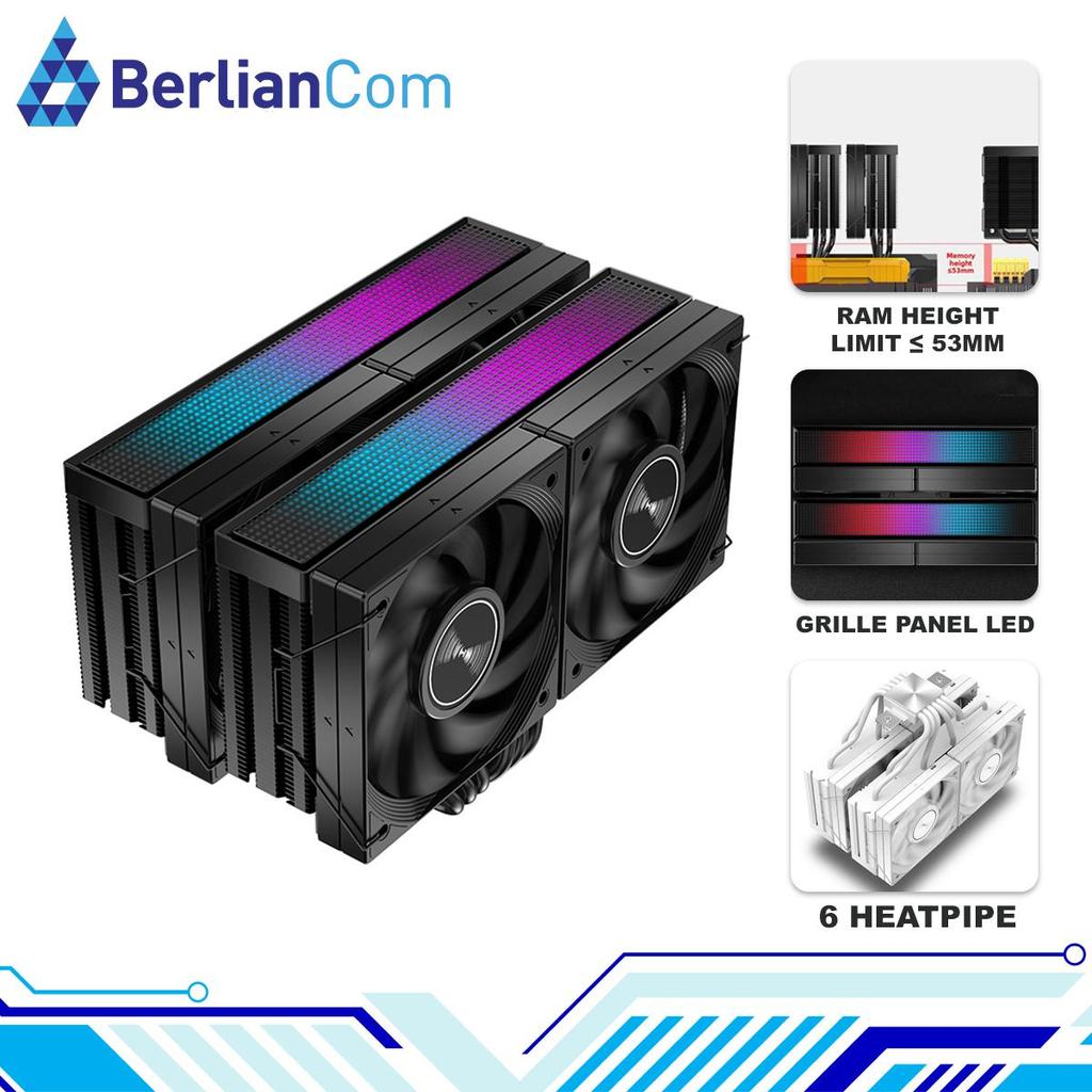 Jual JIUSHARK JF15K DIAMOND BLACK ARGB CPU Cooler Dual Tower 4 Fan 6 ...