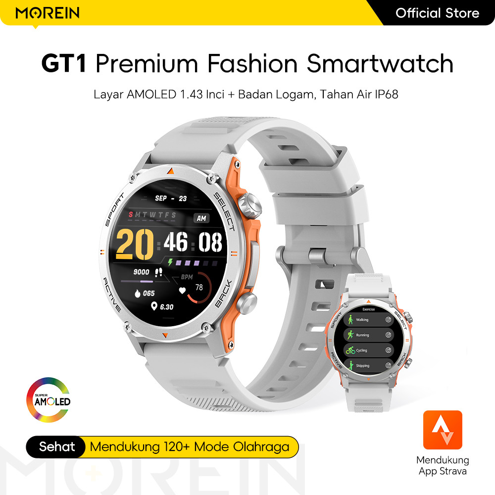 Jual Morein Plus GT1 Smartwatch - 1.43'' AMOLED | Tahan Air IP68 ...