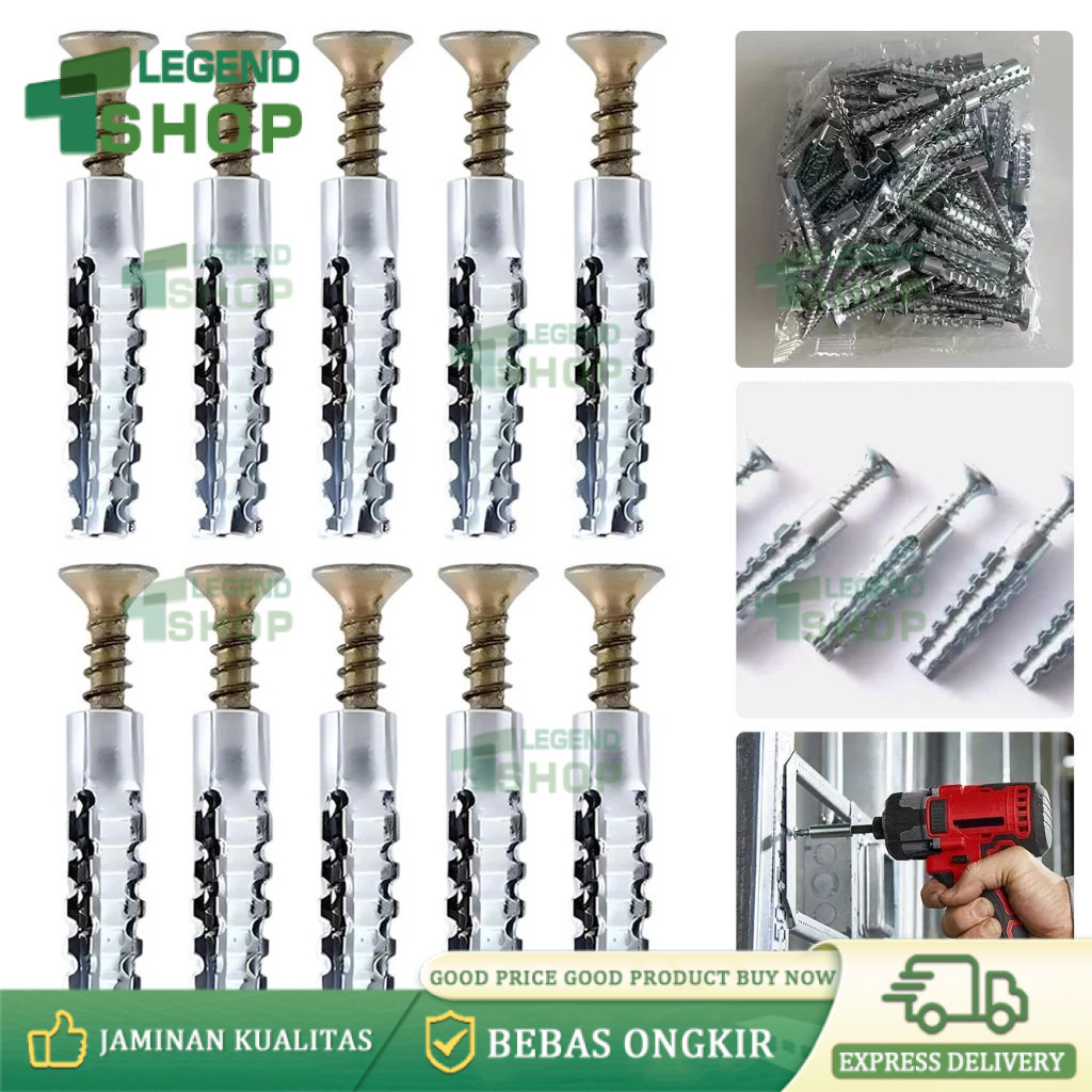 Jual Angkur Baut Tembok M6x30mm 100set/Expansion Anchor Beton/Skrup ...
